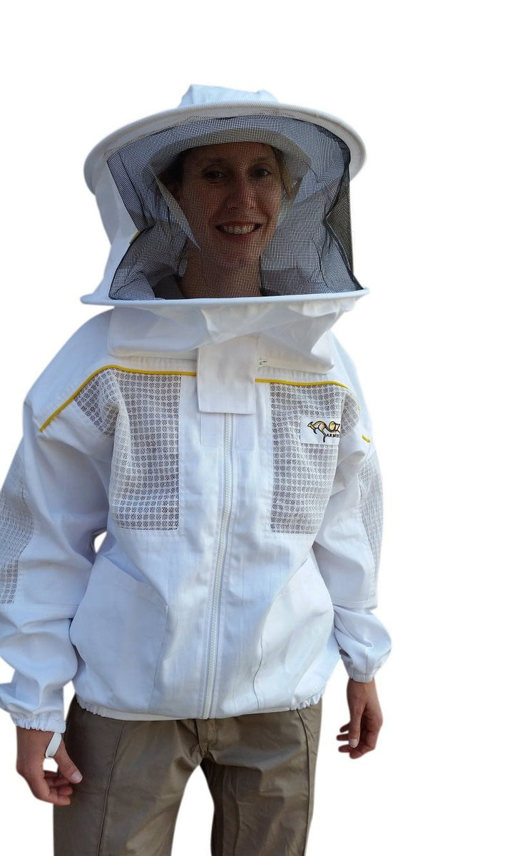 Poly Cotton Semi Ventilated Beekeeping Jacket with Hat Veil